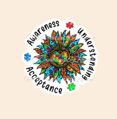 2” Autism sunflower acrylic blanks & vinyl decal, acrylic blank, decal ...